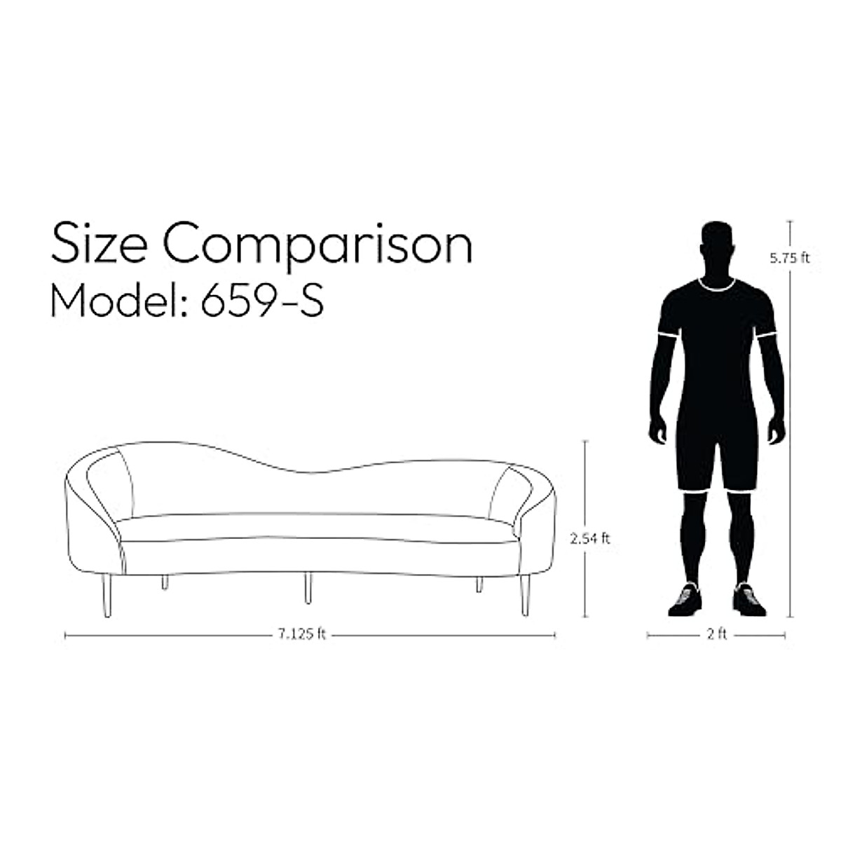 Meridian Furniture 659Camel-S Ritz Collection Modern | Contemporary Upholstered Sofa with Rich Camel Velvet, Gold Metal Legs, Curved Contemporary Design, 85.5" W x 31.75" D x 30.5" H, Camel