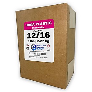 Urea Plastic Blast Media - Mesh Size 12/16 - Plastic Abrasive for Stripping Paint and Removing Coatings from Cars, Aircraft, Trucks, Trailers, Trains, Vans, Buses and Steel (5 lbs.)