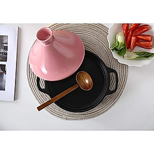 Ceramic Casserole Steamer Braiser Pan Healthy Pot Earthen Pot for Braising Slow Cooking Moroccan Tajine Pot (Orange 1.3Quart)