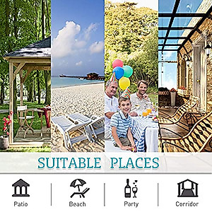 RYB HOME Windproof Curtains Outdoors - Waterproof Blackout Shade Thermal Insulated Weighted Drapes for Porch Gazebo Canopy Pergola Garage Sun Room Decor, 52 Width x 95 inch Length, 2 Panel, Beige