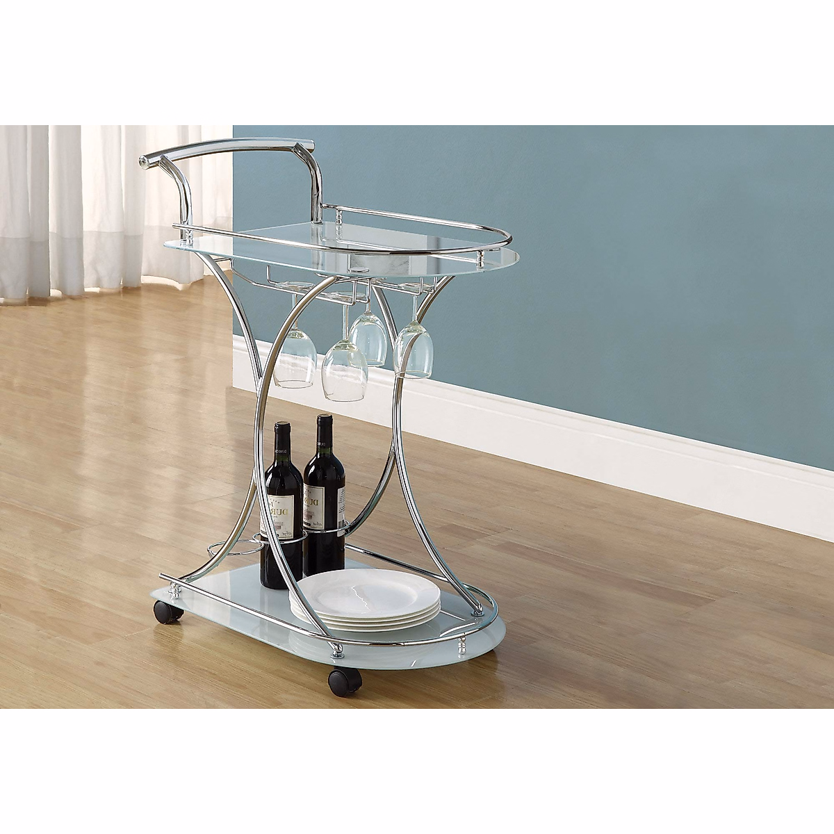 Coaster Home Furnishings Elfman 2-shelve Serving Cart Chrome and White