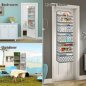 homyfort Over the Door Organizer, Hanging Storage Organizer with 5 Large Pockets & Clear Window for Nursery,Baby Diapers,Bathroom,Closet,Pantry,Dorm,Kids (Beige)