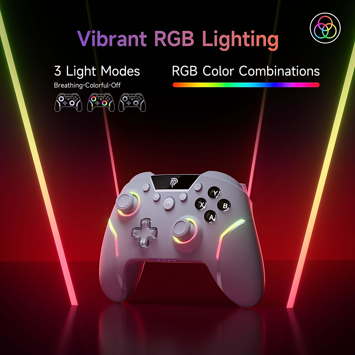 EasySMX X20 Wireless Gaming Controller with RGB Backlit, 2-Stage Hall Effect Stick, 1000Hz Polling Rate, 6-Axis Gyro on Multi-Platform, Mech Buttons- Compatible with PC/Switch/Steam/Android