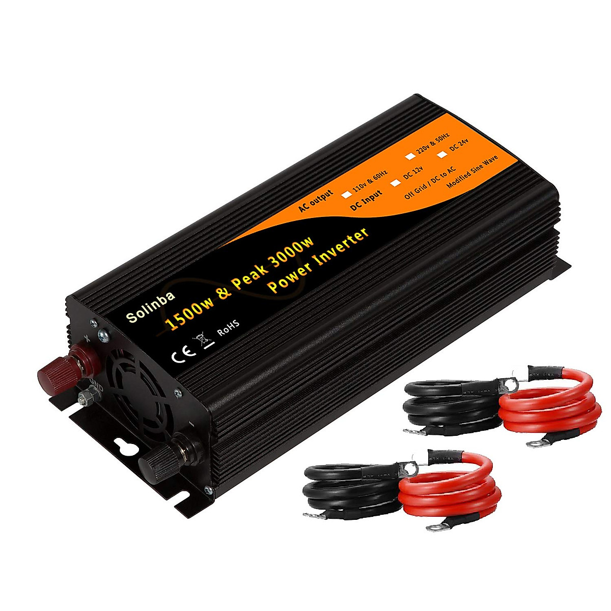 Solinba Car Power Inverter 1500w/Peak 3000w Converter DC12v to AC110v 60Hz with Dual USB 2.1A