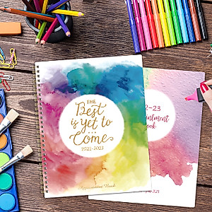 Appointment Book 2022-2023 - 2022-2023 Daily Hourly Planner, 8" x 10", July. 2022 - June. 2023, with 30-Minute Interval + Thick Paper + Round Corner + Twin-Wire Binding - Watercolor Ink