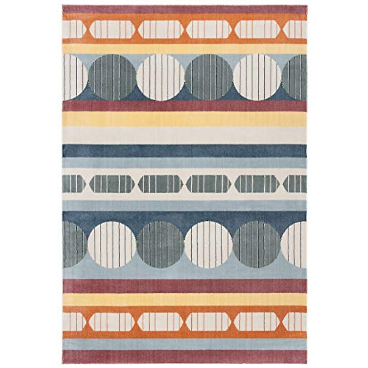 SAFAVIEH Orwell Collection 5'3" x 7'7" Blue/Yellow ORW367M Mid-Century Modern Deco Non-Shedding Living Room Bedroom Area Rug
