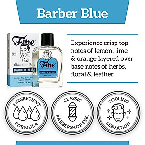 Fine Mr Barber Blue Mens Aftershave -A Splash of Classic Barbershop Aftershave for Modern Men - The Wet Shaver’s Favorite