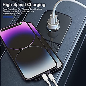 iPhone Car Charger, [Apple MFi Certified] 20w USB C Charger Block, 2Port PD/QC 3.0 Car Charger Adapter with 2Pack 3ft USB C to Lightning Cable for iPhone 14/13/12/11/Pro/Pro Max/XR/X8/iPad/Airpods