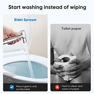 Arofa Handheld Bidet Sprayer for Toilet, Bidet Faucet for Existing Toilets Cloth Diaper Jet Sprayer, Stainless Steel Muslim Shower with Bidet Hose for Feminine Wash(Brushed Nickel + Gold)