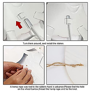 Juegoal 2 Pack Easter Garden Stakes, Metal Easter Bunny with Egg and Carrot Wheel Barrows Yard Signs, Outdoor Waterproof Decorative Rabbits Eggs Easter Stakes for Garden Home Lawn Patio Decorations