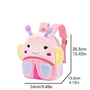 JoyRokaro Toddler Backpack Butterfly Backpack Cute Plush Bag Cartoon 10" Preschool Backpack For 2-6 Years Girls Boys