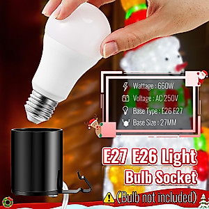 Meonum Blow Mold Light Kit Replacement for MB48, E26 E27 Medium Base Single Light Cord Kit w/Switch, for Blow Mold Plastics Indoor Outdoor Halloween Christmas Village House Decor(1 Pack,Red)