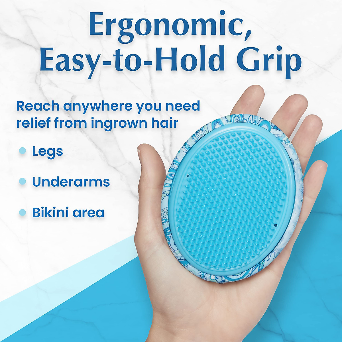 Dylonic Exfoliating Body Scrub Razor Bump Brush + Ingrown Hairs Treatment - Skin Exfoliator for Body Shaving Irritation, Strawberry Legs, Armpit, Bikini Line - Body Exfoliator Scrubber Loofah 1pk Blue