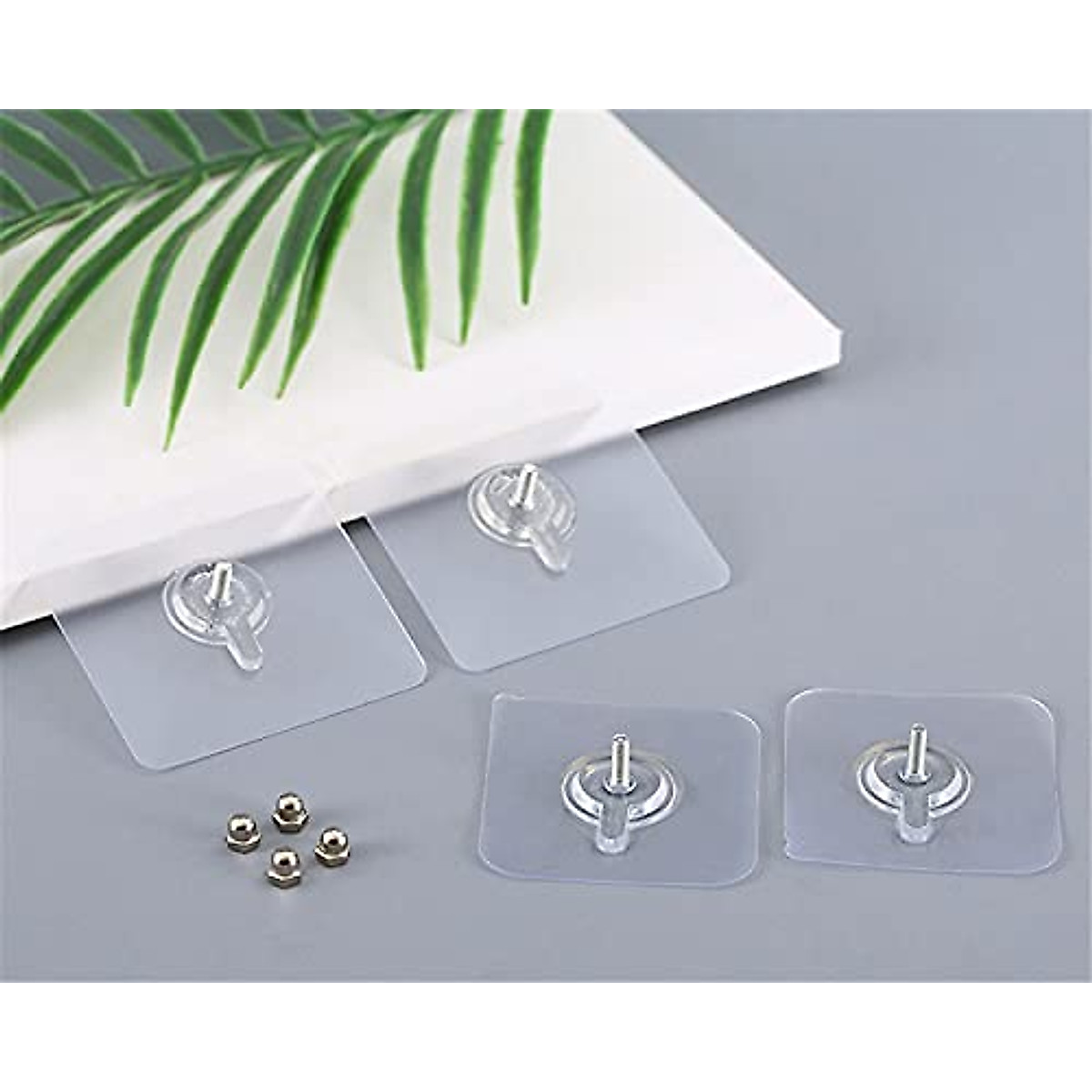 KK5 Adhesive Hanging Nails Wall Hook Hanger - 14mm 20/Pack Non-Trace No-Drilling Transparent Adhesive Ceiling Hooks | Heavy Duty Seamless Nail Free Screws for Kitchen Bathroom Storage Room