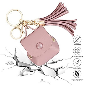 Simpolor Designed for Airpods Case (1st and 2nd Generation), Premium PU Leather AirPods Case Cover with Tassels and Metal Buckles, Compatible with Wireless Charging Cute Airpod Pouch Case, Pink