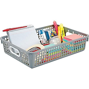 Really Good Stuff Plastic Desktop Paper Storage Baskets for Classroom or Home Use – Mesh Bins, 14.25” x 10” – (Set of 4), School Organization Supplies