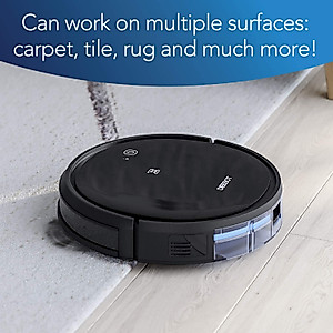 Ecovacs DEEBOT 500 Robot Vacuum Cleaner with Max Power Suction, Up to 110 min Runtime, Hard Floors and Carpets, Pet Hair, App Controls, Self-Charging, Quiet, Large, Black (Renewed)
