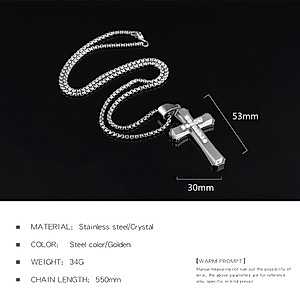 OLEVS Diamond Silver Cross Pendant Necklace Metal Womens Cross Pendant for Women Necklace Small Mens Cross Pendant Necklace Silver Stainless Steel Cross Pendant Necklace for Men Women Girls