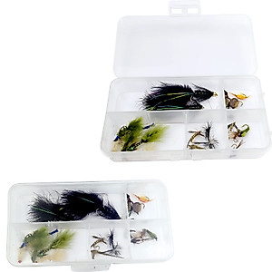 Fly Fishing Streamer Assortment Trout Handmade Fly Fishing Lures Streamer Saltwater Flies for Trout with Package Box. (24PC BA Stillwater&Lake Collection)
