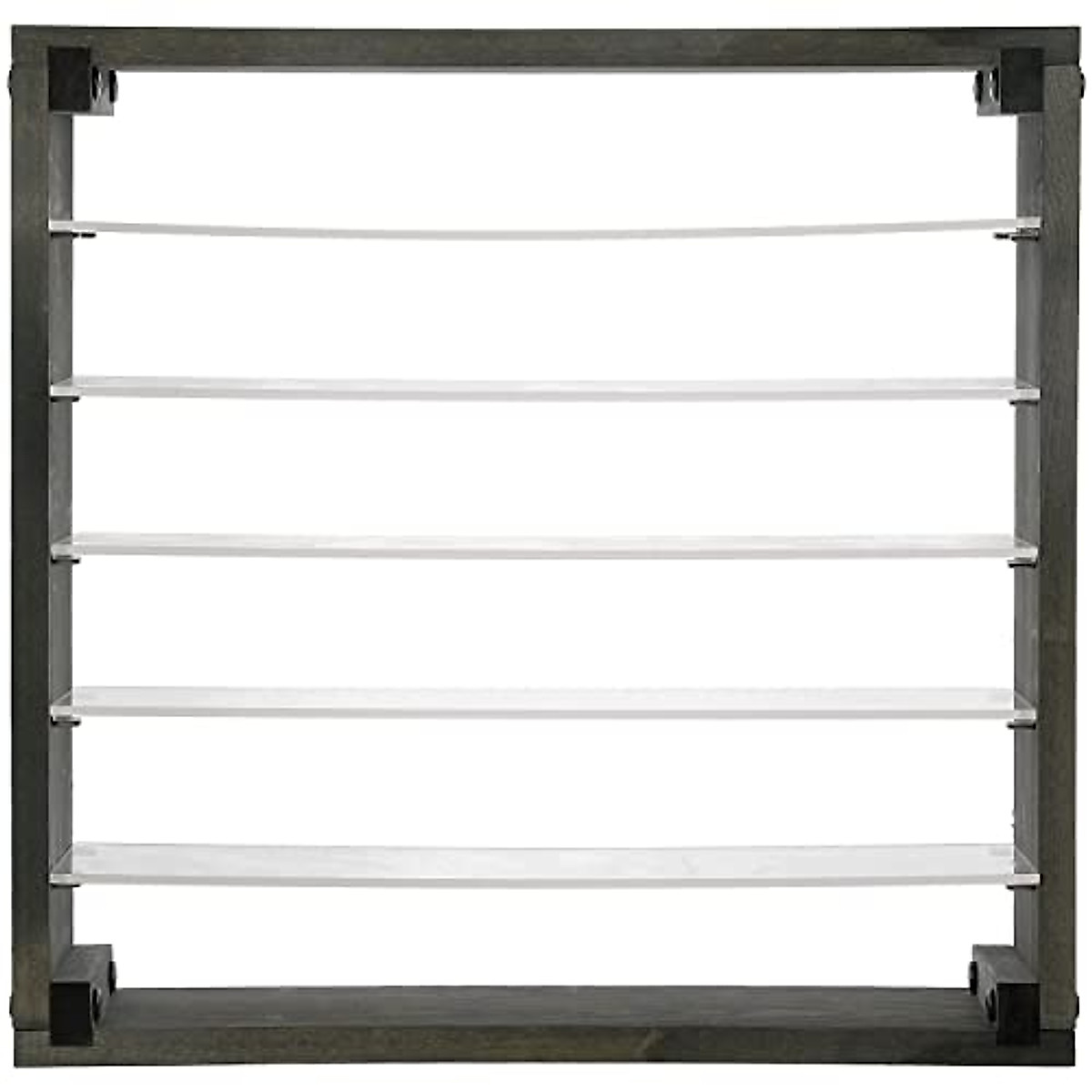 MyGift Wall Mounted Storage Rack, Vintage Gray Solid Wood and Clear Acrylic Floating Collectibles Display Shelf