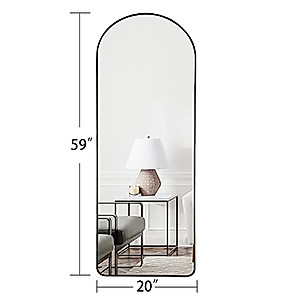KIAYACI Arched Full Length Mirror Floor Mirror with Stand Bedroom Dressing Mirror Full Body Wall Mirror (Black, 59" x 20")