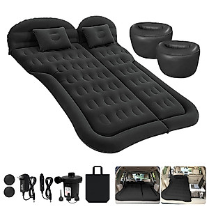 ISWEES Car Air Mattress,Camping Air Mattresses,Car Bed,SUV Air Mattress with Electric Pump,Two Piers and 2 Pillows,Car Inflatable Mattress- Flocking & PVC,Car Sleeping Bed for Home,Outdoor and Travel