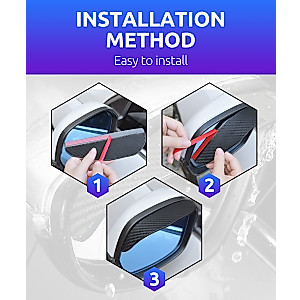 ESEWALAS 2 Pieces Carbon Fiber Eyebrow Side Mirror Rain Guard Sticker,Car Rear View Mirror Rain Visor Guard,Rear View Side Mirror Rain Eyebrow,Car Rear View Mirror Snow Ice Mirror Covers (Black)