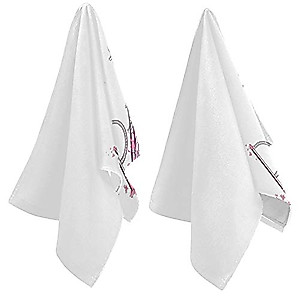 Naanle Chic Romantic French Paris Eiffel Tower Butterfly Luxury 2 Piece Soft Fluffy Guest Decor Hand Towels, Multipurpose for Bathroom, Hotel, Gym and Spa (14" x 28",White)