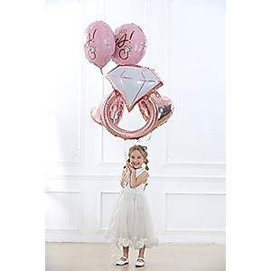 32 inch Diamond Ring Foil Balloon 22inch Rose Gold She Said Yes Balloon Future Mrs Foil Balloons Rose Gold Heart shape Foil Balloon Great for Bridal Shower Bride to be Party Wedding Engagement Decoration (5pcs)