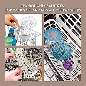 Prince Lionheart Made in USA High Capacity 3-in-1 Dishwasher and Spill Proof Vave Cleaner Basket for Toddlers & Infants Bottle Parts & Accessories | Fits all Dishwashers | 100% Recycled Plastic,White