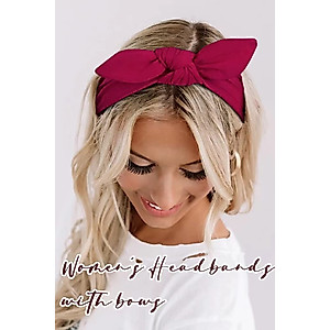 Tobeffect Bow Headbands for Women Non Slip 3.5'' Wide Knotted Headband Hair Bands with Bows Rabbit Ears Womens Turban Headbands Headwraps Girls Strechy Cute Hair Accessories…