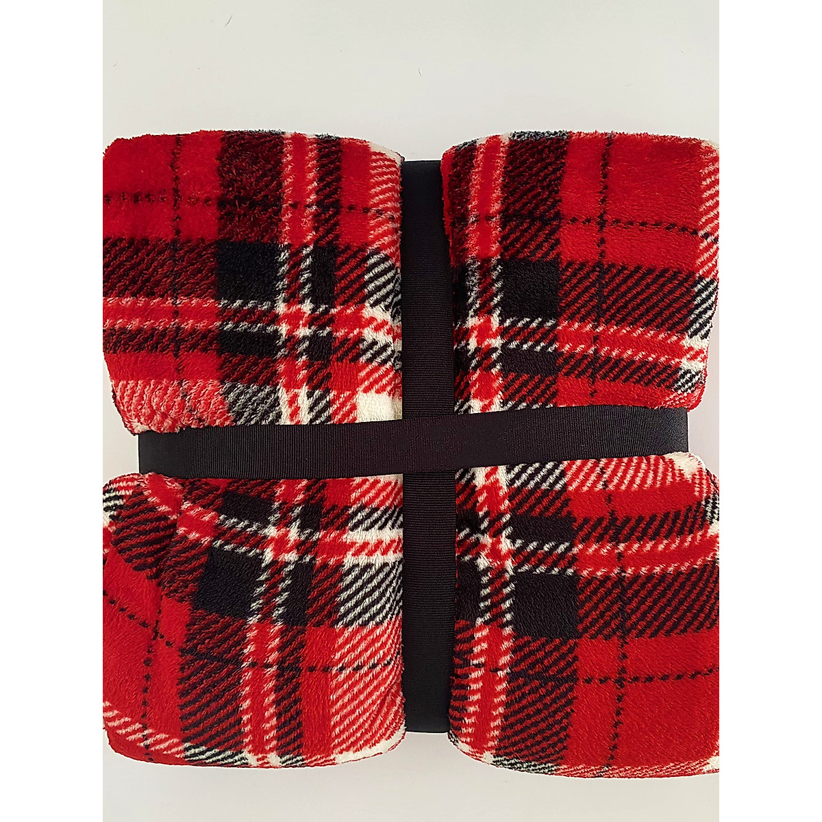 Berkshire Blanket LusterSoft Velvetloft Throw Red Traditional Plaid