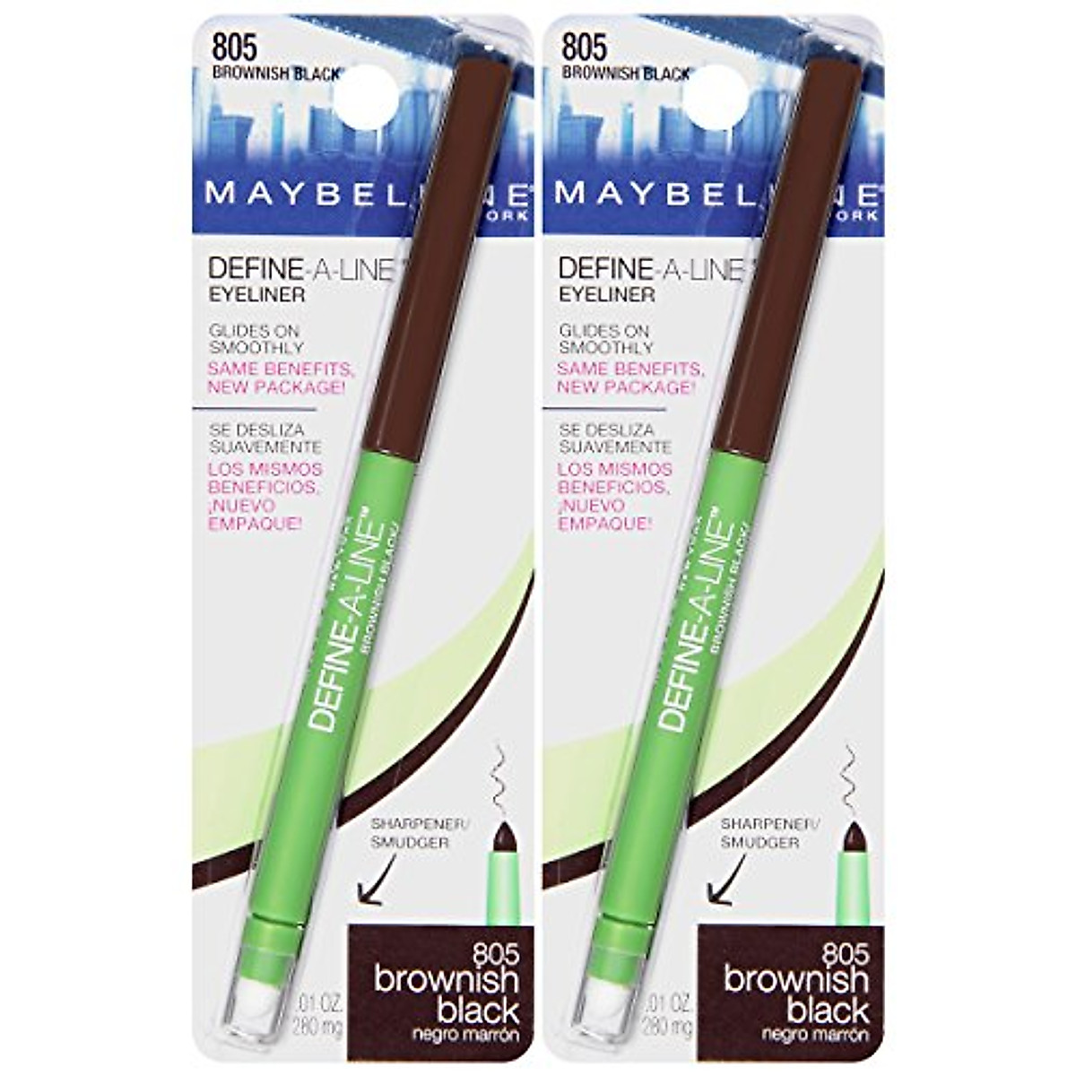 Maybelline New York Define-a-line Eyeliner Makeup, Brownish Black (Pack of 2)