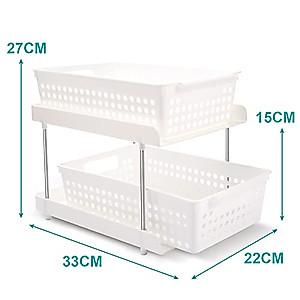 Aupmeka Kitchen Organizer 2 Tier Under Sink Storage and Organizer for Pantry, Cabinet, Cupboard, Fridge- Bathroom Sink Pull-Out Drawer Organizer