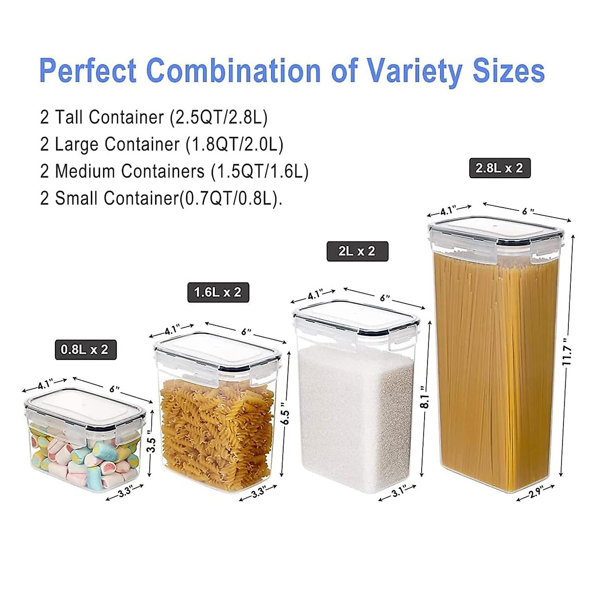 TINGFENG 8 PCS Airtight Food Storage Containers with Lids, BPA Free Plastic Storage Containers with Lids Food Container Sets
