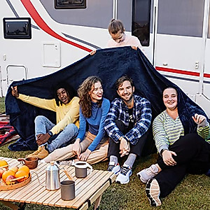 Bedsure Fleece Blanket Oversized Blanket Navy Blue - 300GSM Soft Lightweight Plush Cozy Blankets for Bed, Sofa, Couch, Travel, Camping