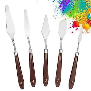 5pcs Palette Knife,Stainless Steel Spatula Palette Knife set, Pallet Knife,Painting Knives,Oil Painting Accessories for Oil, Canvas, Acrylic Painting By EGYPAMID