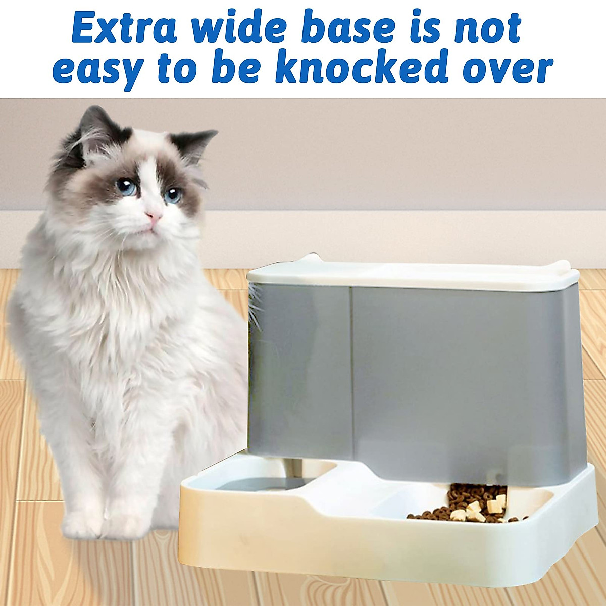 Apatal Gravity Automatic Cat Feeder Set, 2 in 1 Gravity Pet Food and Water Bowl Set All-in-One Auto Puppy Supply Feeding Watering Supplies for Small Medium Indoor Dogs Cats Pets(Grey)