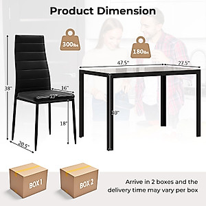 Tangkula Glass Dining Table Set for 4, Modern Tempered Glass Kitchen Table and Chairs, Glass Dining Room Table Set for Small Living Room, Kitchen