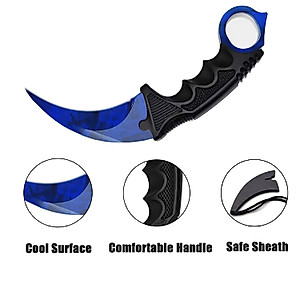 ZLIXING 2 Pieces Karambit Knife Trainer Dull Fixed Blade Practice Training Hunting Knives with Sheath Cool Stuff Gadgets Men Gifts Idea for Csgo