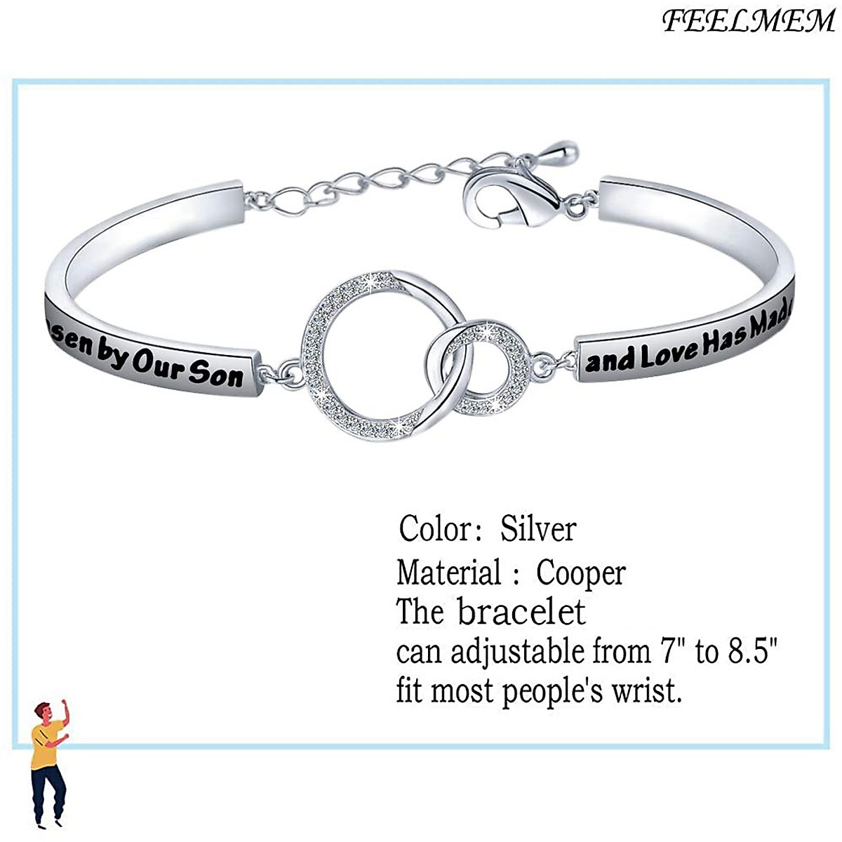 FEELMEM Daughter in Law Gift You Were Created By God Chosen By Our Son And Love Has Made You Our Daughter Bangle Bracelet Wedding Gift Jewelry For Bride Bridal Shower Gift (You-greated silver)