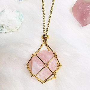 Crystal Stone Holder Necklace, Adjustable Crystal Cage Necklace, Adjustable Metal Net Necklace, Crystal Stone Chain Mesh Pendant Necklace, Punk Style Jewelry Accessories Gifts