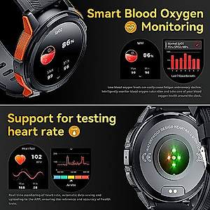 OUKITEL BT10 Military Smart Watch for Men(Answer/Dial),5ATM Waterproof Rugged Fitness Tracker Smartwatch,1.43'AMOLED HD Display,Tactical Sports Watch,123+Sport Modes,24H Health Monitor,for iOS/Android