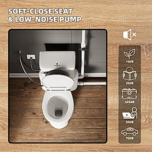 750W Macerating Toilet System with 4-Inlet, Durable Pump, Extension Pipe - Easy Install, Space Saving