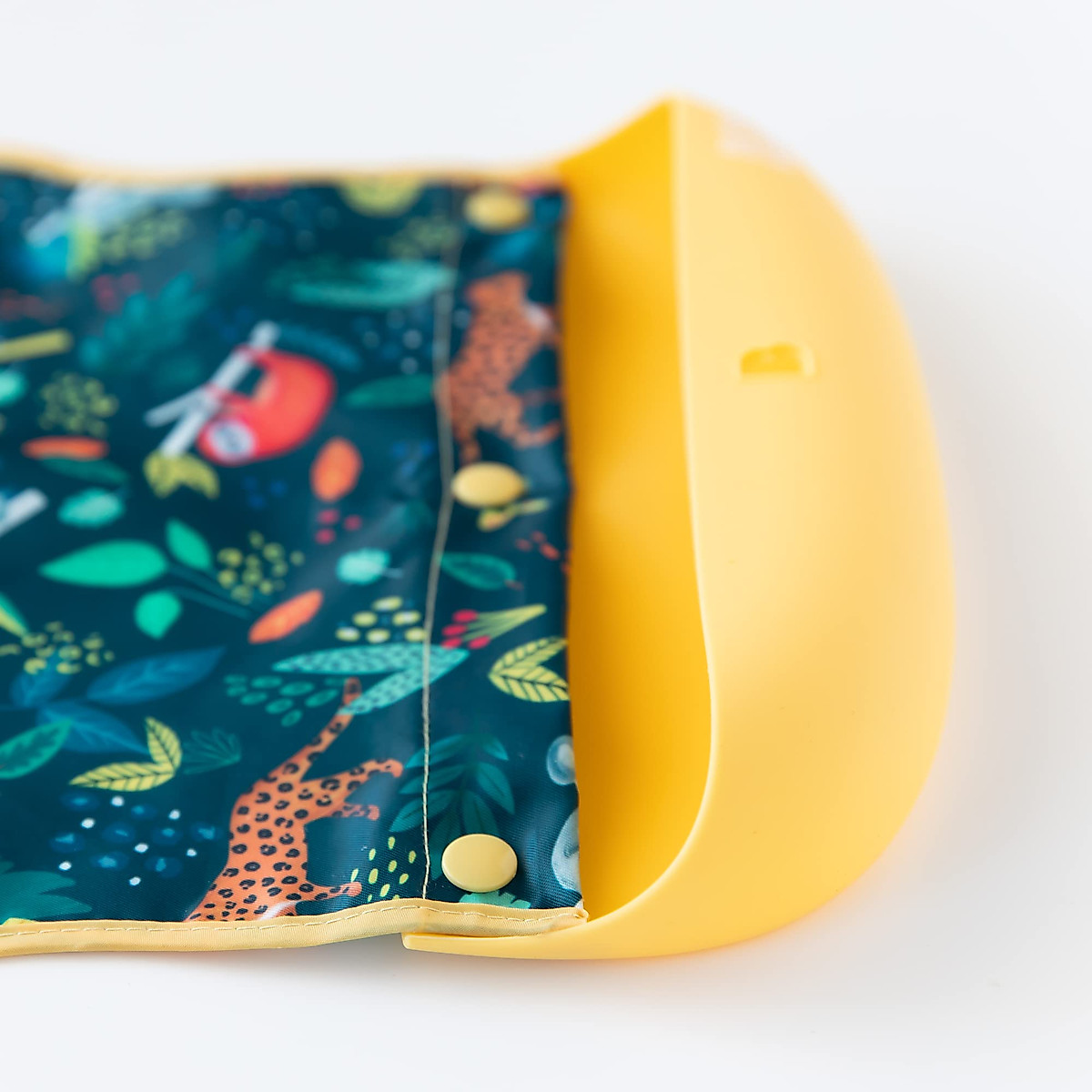 Bumkins Silicone Bibs for Girl or Boy, Baby and Toddler 6-24 Mos, Essential Must Have for Eating, Feeding, Combination Fabric SuperBib and Long Sleeve with Attachable Pocket Food Catcher, Jungle