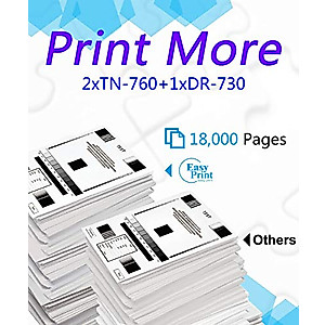 EASYPRINT Compatible 2-Pack TN760 TN-760 Toner Cartridge & 1-Pack DR-730 DR730 Drum Unit Used for Brother DCP-L2550DW, HL-L2350DW, L2370DW, L2390DW, L2395DW, MFC-L2710DW Printer, (Total 3-Pack)