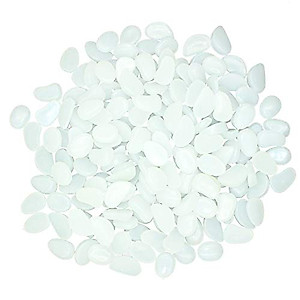Glow in the Dark Pebble Stones - 200 Glow Rocks for Outdoor Yard Landscaping and Garden Use, and Indoor Fish Tank Aquarium, Glow-in-the-Dark Party Décor and Crafts, White Stones with Blue Glow