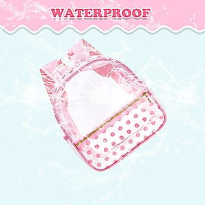 2 Pcs Pink Clear Backpack Stadium Approved Backpack Set 12 x 12 x 6 Inch Transparent Mini Backpacks See Through Backpacks for Stadium, Concert, Sports, School
