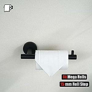 JQK Bathroom Hardware Set, 5-Piece Bath Accessories Set Matte Black Wall Mount Includes 24 in Towel Bar, 9 in HT Bar, TP Holder, Towel Hook x 2, BAS105-PB