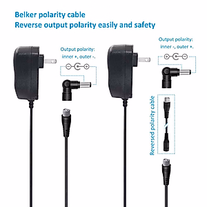 Belker 2-Pin Polarity Reverse Converter Cable Plug for Belker Universal AC Adapter